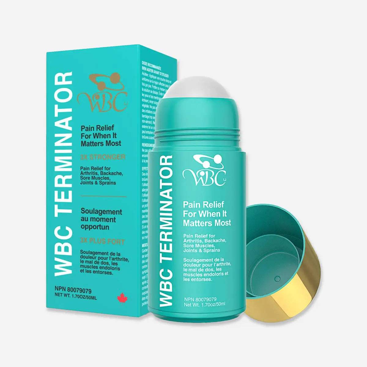 WBC Terminator - Natural Pain Relief Cream - 50ml Roll-On