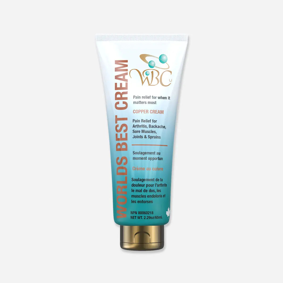 Worlds Best Cream - Copper Arthritis Natural Pain Relief Cream - 65ml Tube